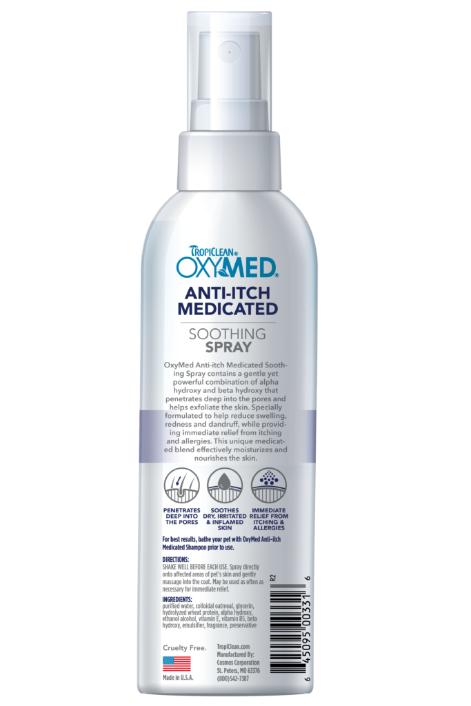 TropiClean OxyMed Anti-Itch Medicated Spray for Dogs and Cats ...