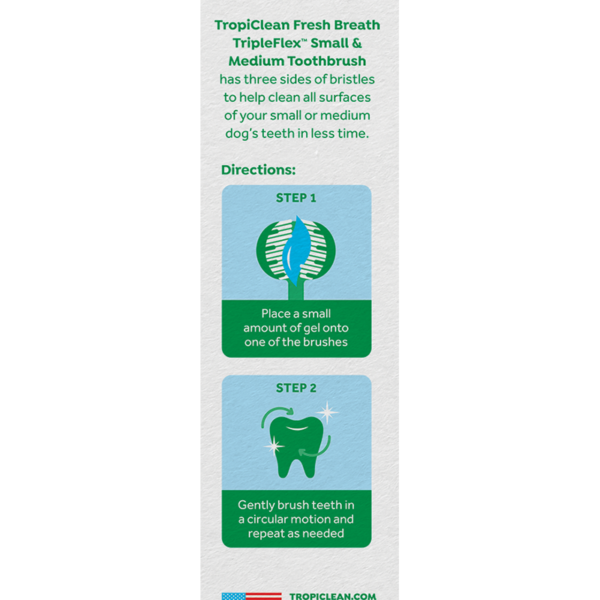 TropiClean Fresh Breath TripleFlex Toothbrush for Small & Medium Dogs ...